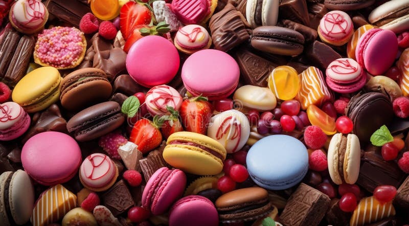 Sweets on Abstract Background, Colored Chocolates and Sweets on the ...