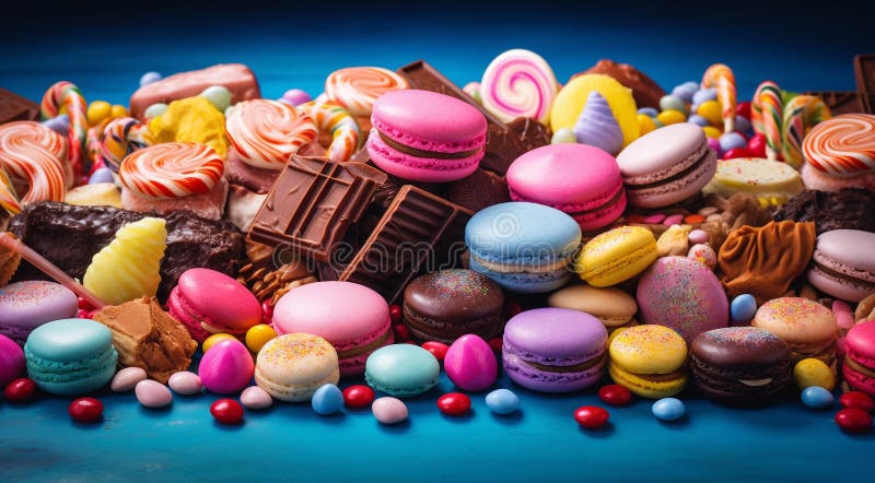 Sweets on Abstract Background, Colored Chocolates and Sweets on the ...