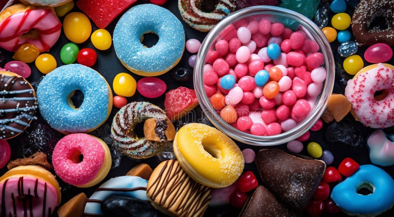 Sweets on Abstract Background, Colored Chocolates and Sweets on the ...
