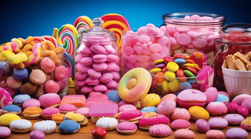 Sweets on Abstract Background, Colored Chocolates and Sweets on the ...