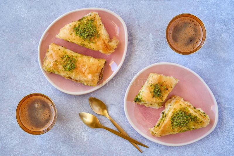 Sweets Arabic Dessert Knafeh with Pistachio and Cheese Stock Photo ...