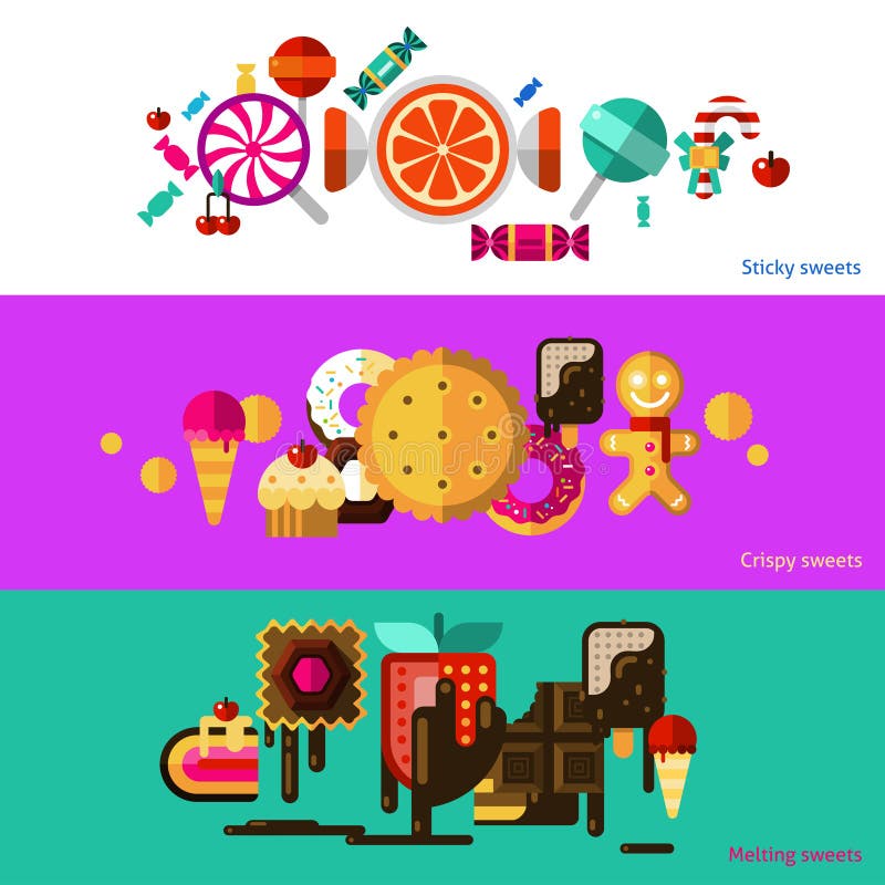Sweets Banners Set stock vector. Illustration of advertising - 209629962