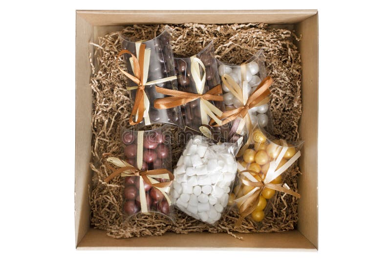 Sweets in a box isolated stock image. Image of gift - 242470101