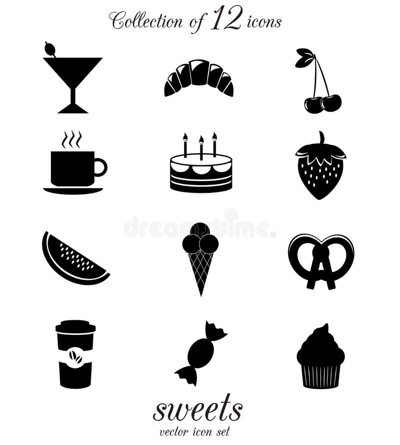 Sweets, candies icon set. stock vector. Illustration of collection ...