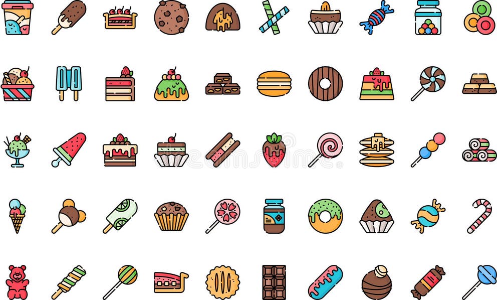Sweets and Candies Icons High-Quality Vector Icons Collection with ...