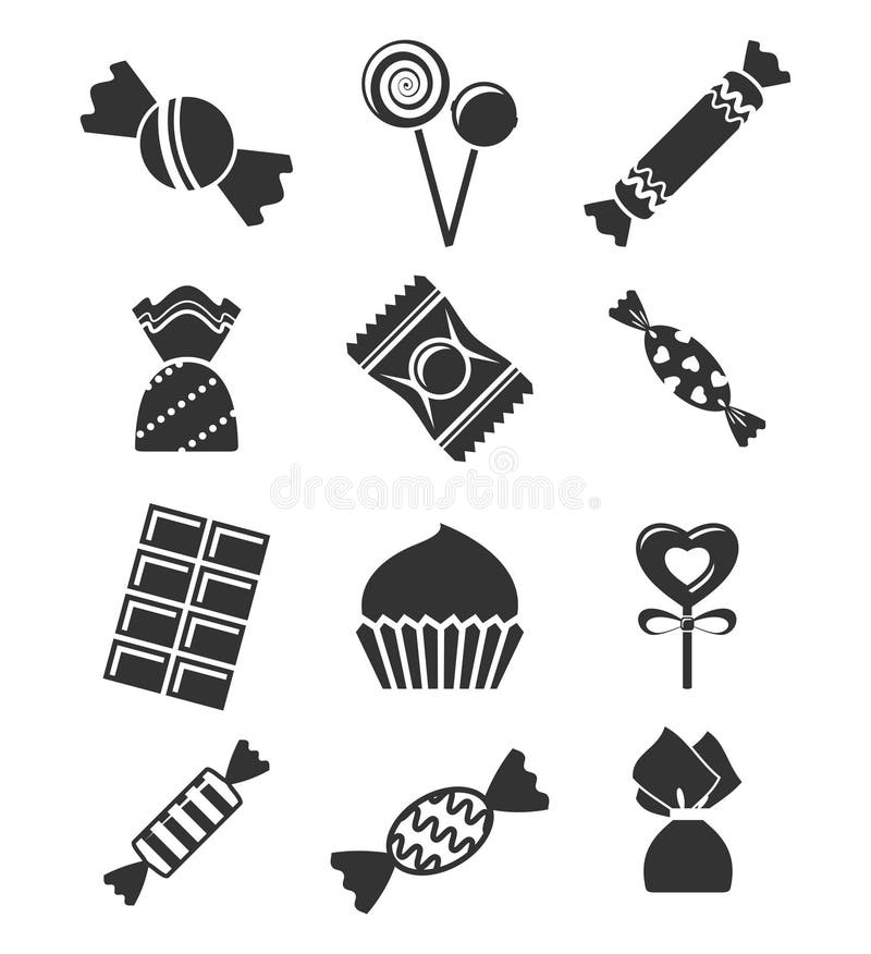 Sweets and candies icons. stock vector. Illustration of dessert - 98480610