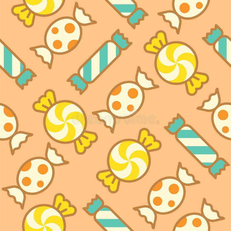 Sweets Candy Filled Outline Seamless Pattern Suitable for Wrapping ...