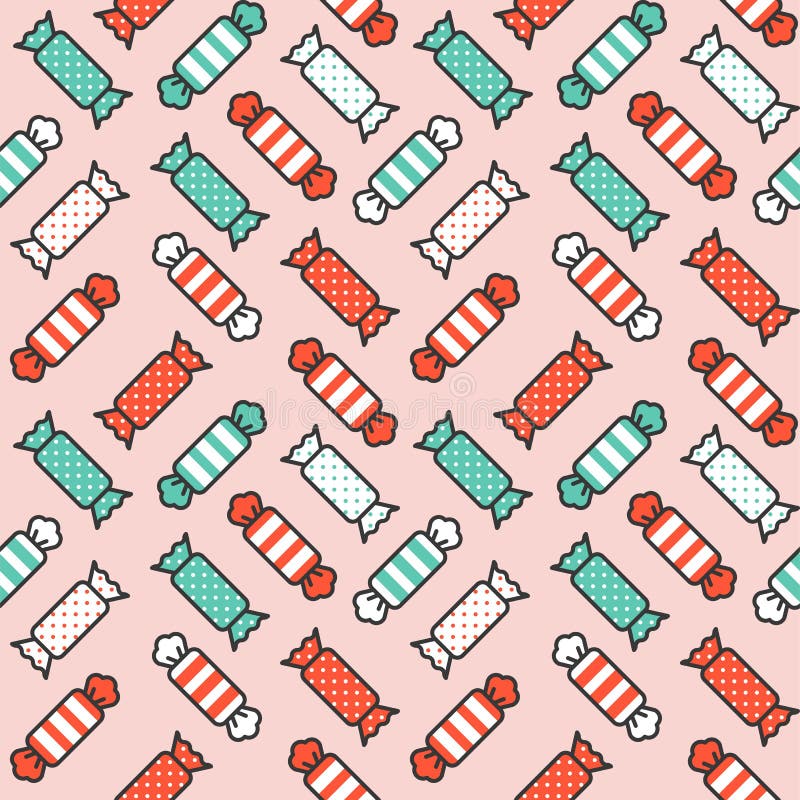 Sweets Candy Filled Outline Seamless Pattern Suitable for Wrapping ...