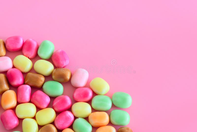 Sweets candy on pink stock photo. Image of yummy, delicious - 187443756