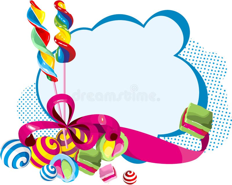 Border of Sweets, Cakes, Fruit, Berries Stock Vector - Illustration of ...