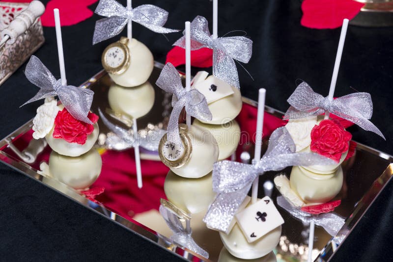 Sweets with a Clock on a Tray, in Wonderland, Dessert Stock Image ...