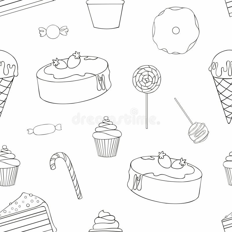 Sweets. Contour drawing stock vector. Illustration of natural - 90676242