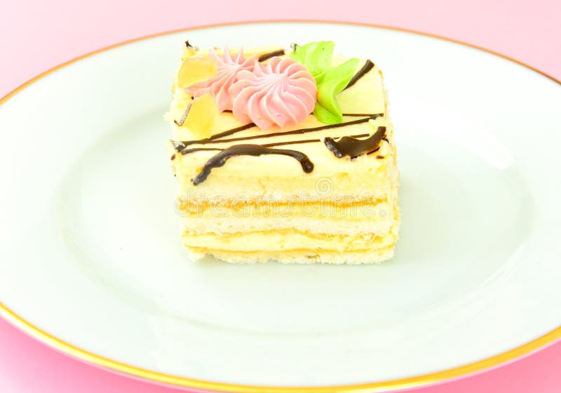 Sweets: Cream Cakes on Plate Stock Image - Image of custard, color ...