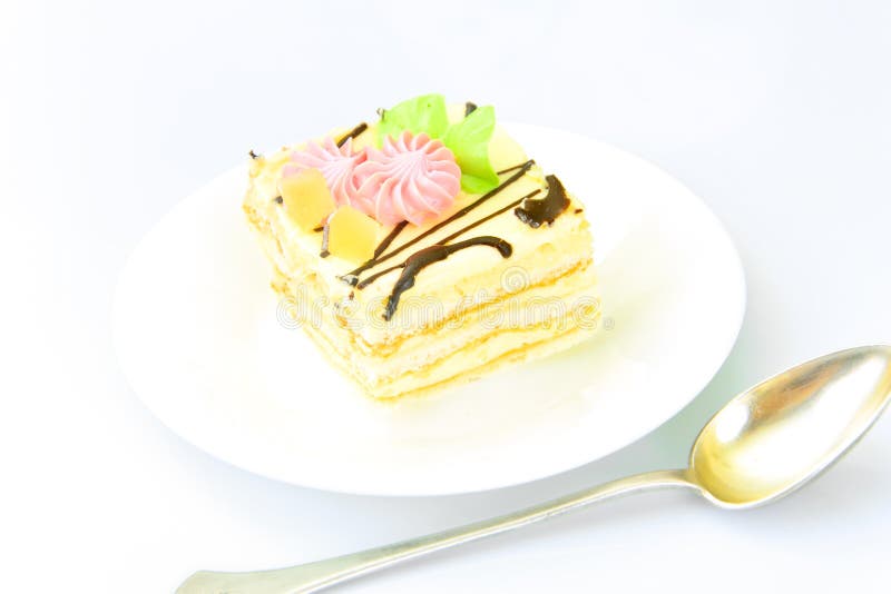 Sweets: Cream Cakes on Plate Stock Photo - Image of culinary, closeup ...