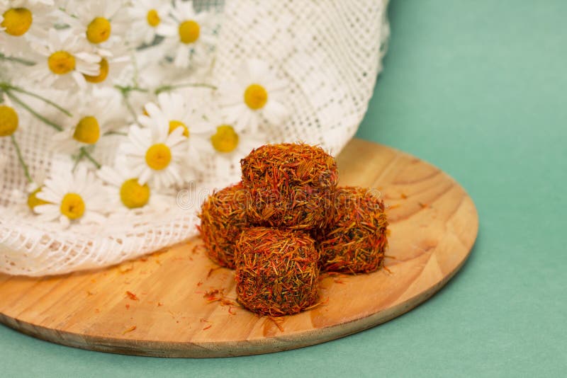 Delicious Sweets with Topping of Saffron Stock Photo - Image of aroma ...