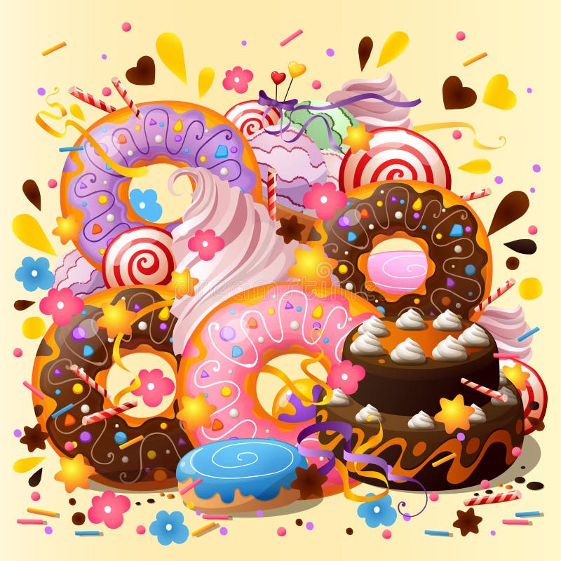 Sweets and Desserts Abstract Background Stock Vector - Illustration of ...