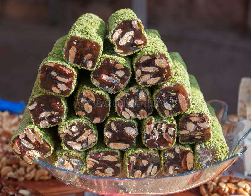 Sweets in the Form of Cylinders on the Dish Stock Photo - Image of ...