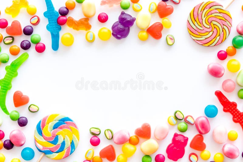 Sweets Frame for Pattern on White Background Top View Copyspace Stock ...