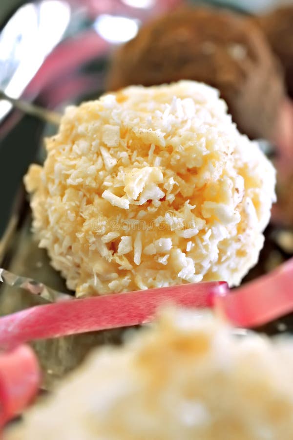 Sweets hand made Rafaello stock image. Image of celebrate - 61097297