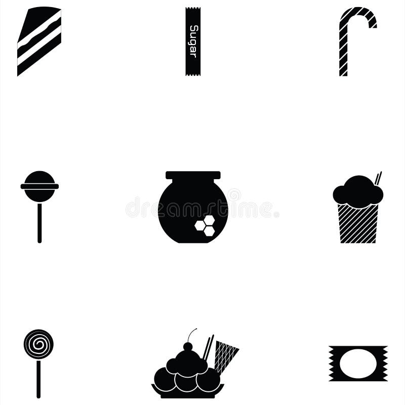 Sweets icon set stock vector. Illustration of food, design - 123129739