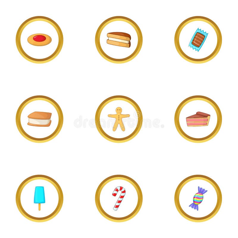 Sweets Icons Set, Cartoon Style Stock Vector - Illustration of design ...