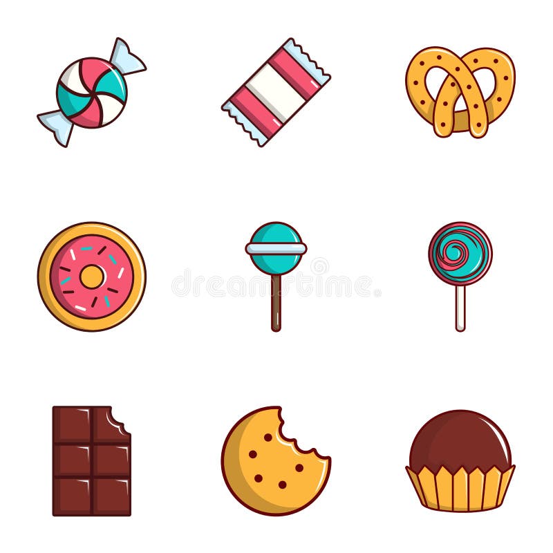 Sweets Icons Set, Flat Style Stock Vector - Illustration of cookies ...