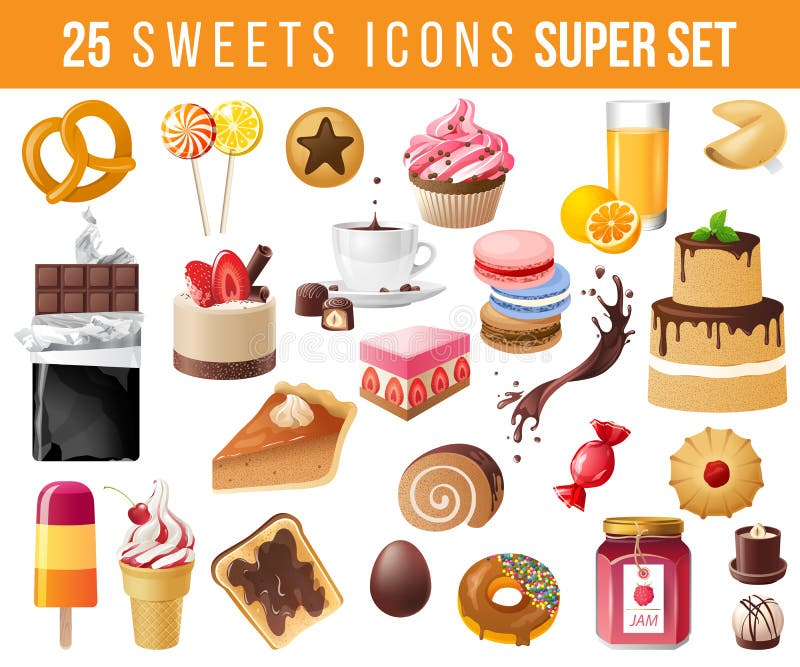 Sweets icons set stock vector. Illustration of glazed - 78890158