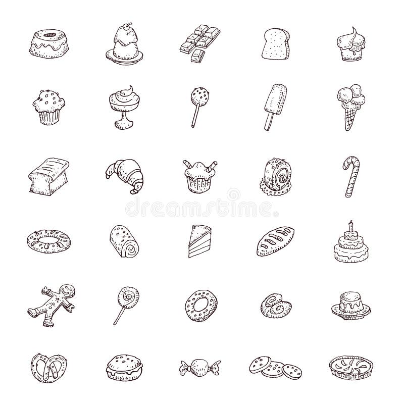 Set of sweets icons stock vector. Illustration of cake - 20050534