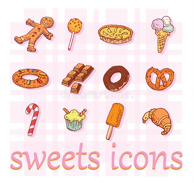 Set of sweets icons stock vector. Illustration of cake - 20050534