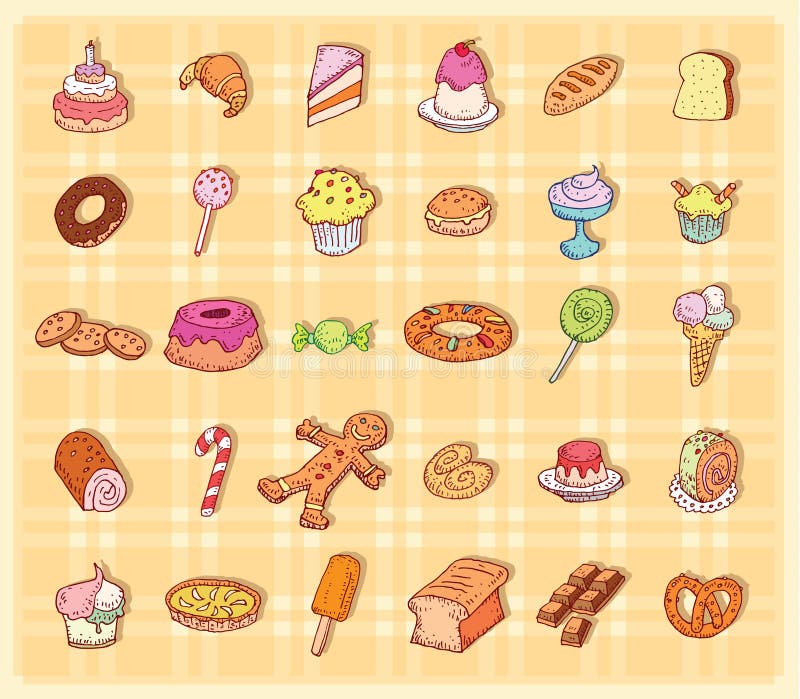 Set of sweets icons stock vector. Illustration of cake - 20050534