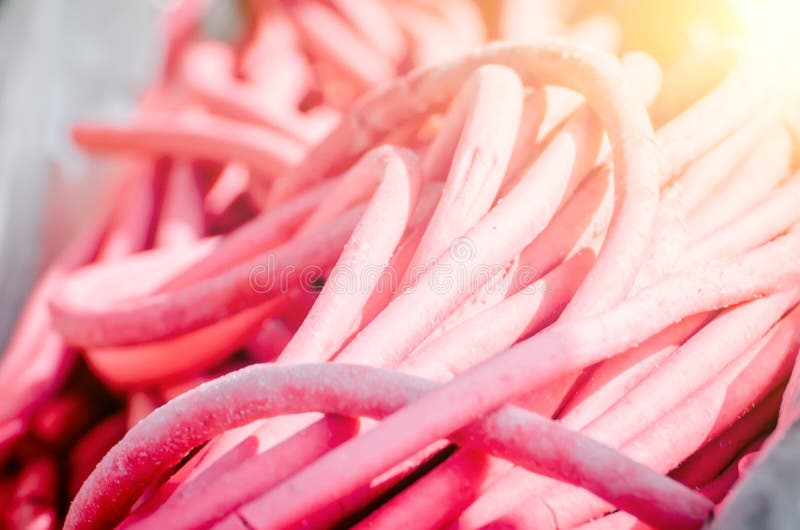 Sweets Long Candy Souffle and Marmalade. Stock Image - Image of ...