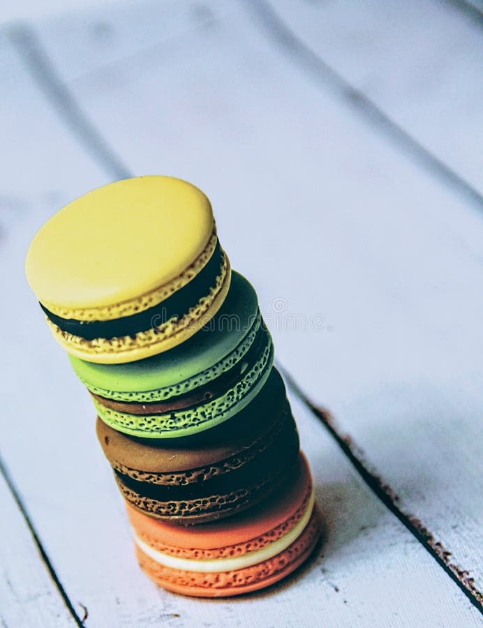 Sweets macrones in colour stock photo. Image of brown - 270882484