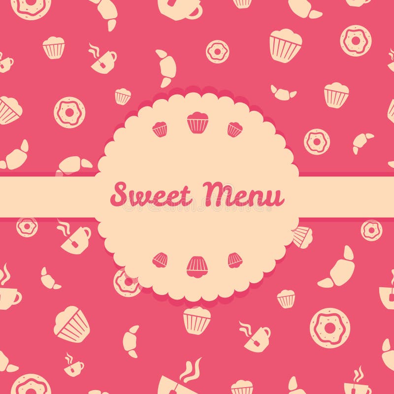 Sweets Menu Cover with Seamless Vector Pattern Stock Vector ...