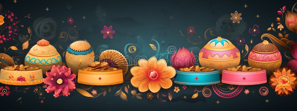 Sweets Mithai Diwali Banner Stock Illustration - Illustration of ...