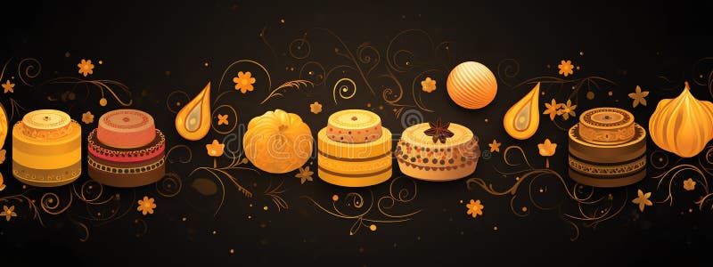 Sweets Mithai Diwali Banner Stock Illustration - Illustration of puja ...