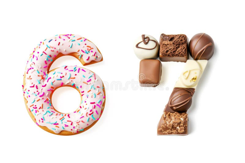 Sweets Number "6" and "7 Stock Illustration - Illustration of sweets ...