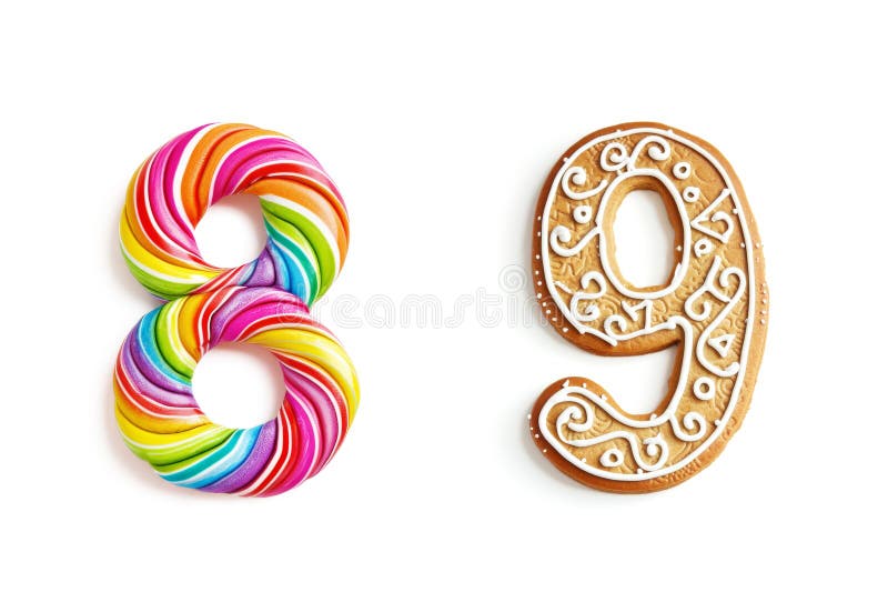 Sweets Number "8" and "9 Stock Illustration - Illustration of food ...