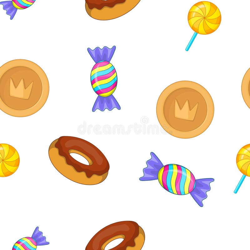 Sweets Pattern, Cartoon Style Stock Vector - Illustration of fabric ...