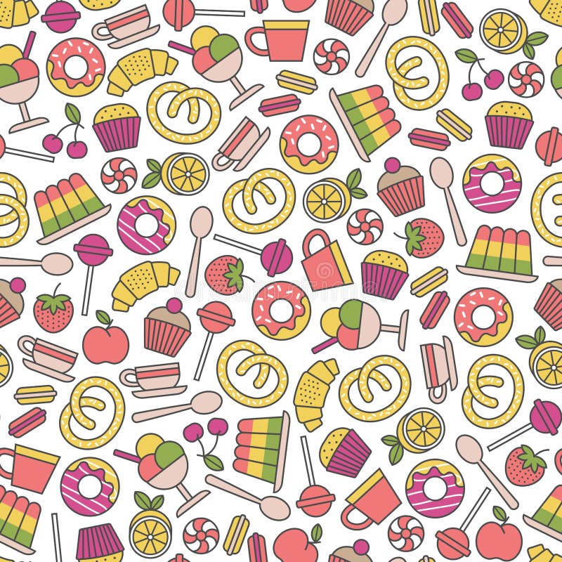 Sweets pattern stock vector. Illustration of cupcake - 80536175