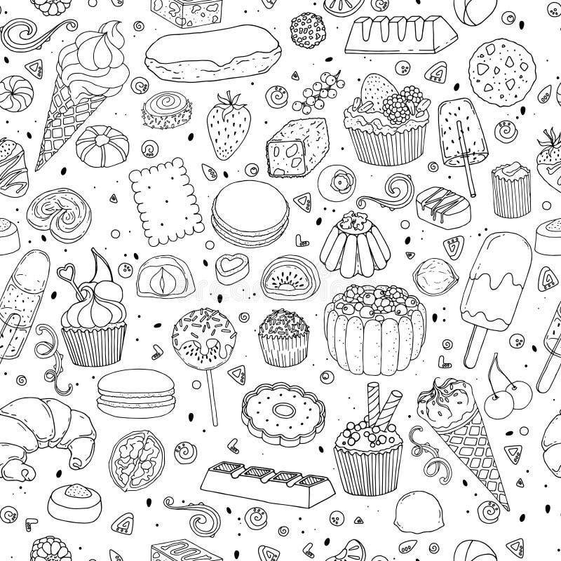 Sweets pattern stock vector. Illustration of tasty, snack - 110713544