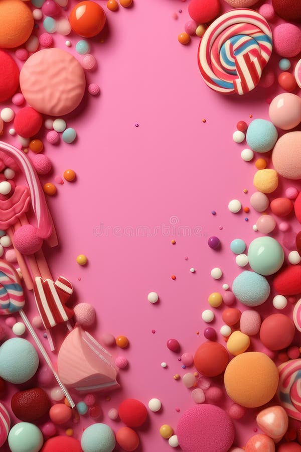 Sweets on a Pink Background. Vertical Background with Copy Space Stock ...