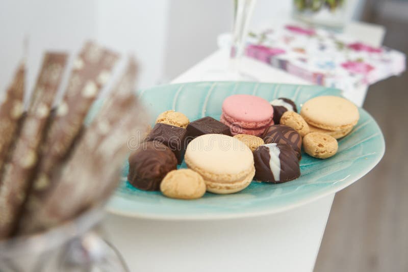 Sweets on plate stock photo. Image of counter, sweets - 130632756