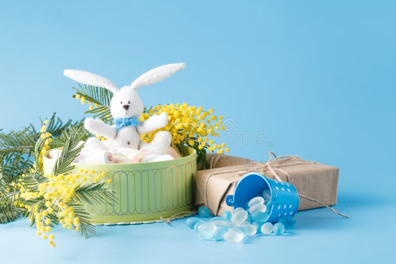 Sweets Present in Box with White Rabbit Stock Image - Image of ...