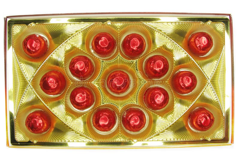Sweets in Red Envelopment in Gold Box Stock Image - Image of wrapper ...