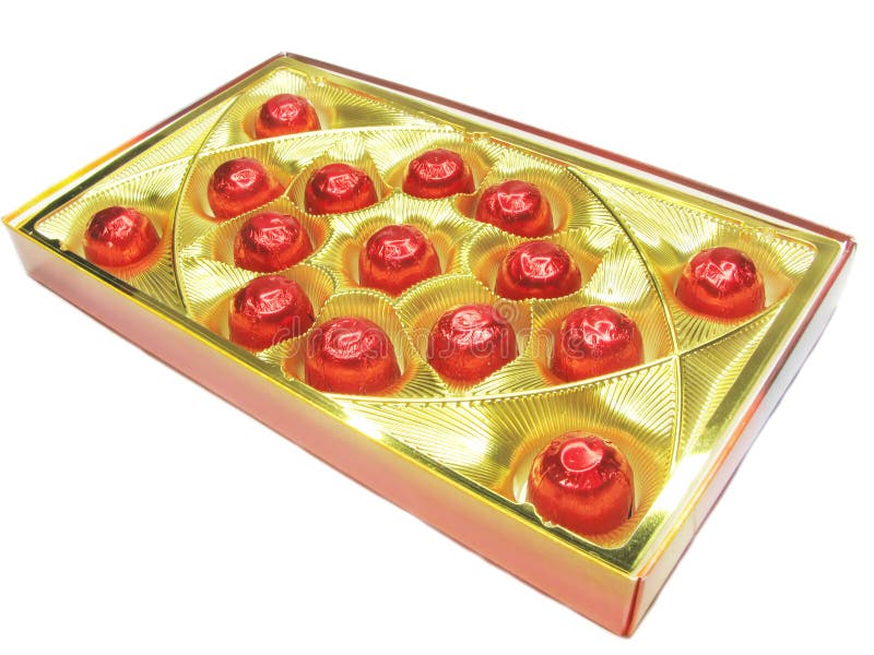 Sweets in Red Envelopment in Gold Box Stock Image - Image of tasty ...