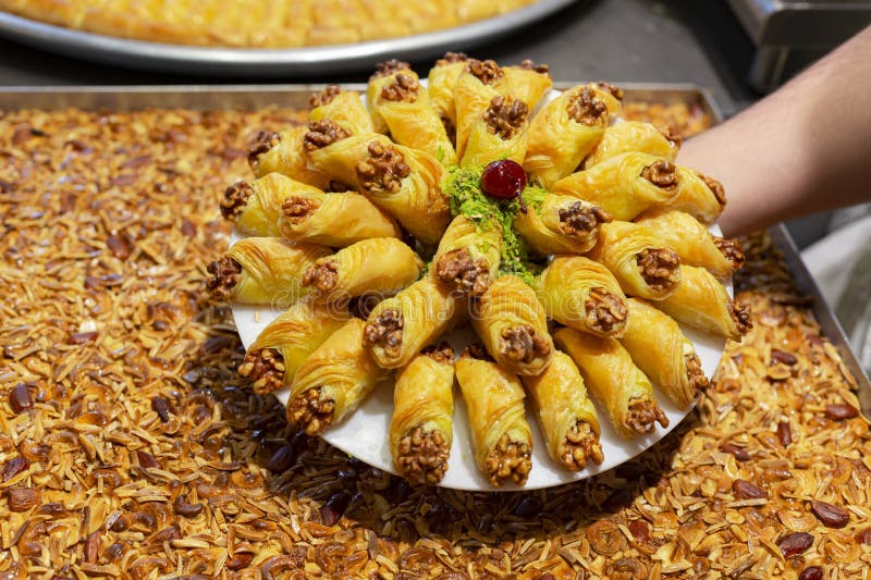 From a Sweets Shop, Walnut Warbat Plate. Stock Photo - Image of luxury ...