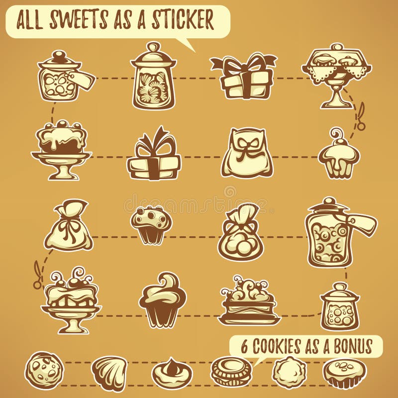 Sweets stickers stock vector. Illustration of marmalade - 66900183