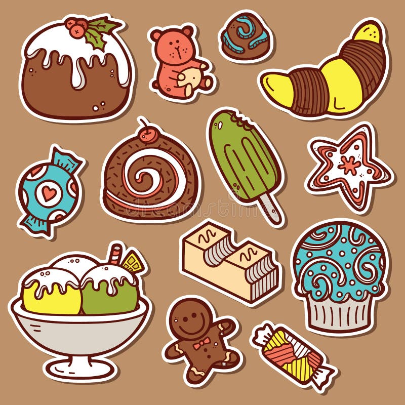 Sweets stickers set. stock vector. Illustration of collection - 49871202