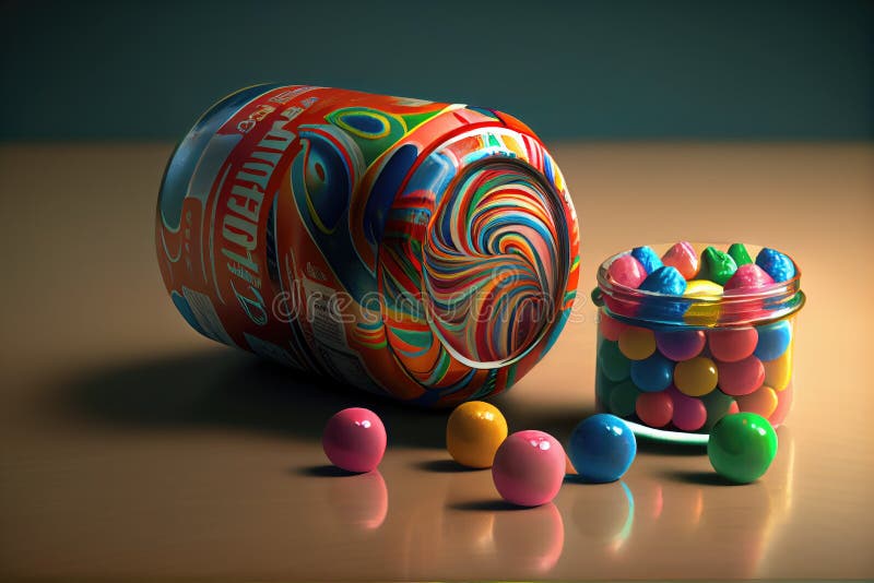 Sweets on Table, Candy Can on Desk. Generative Ai Colorful Design Stock ...