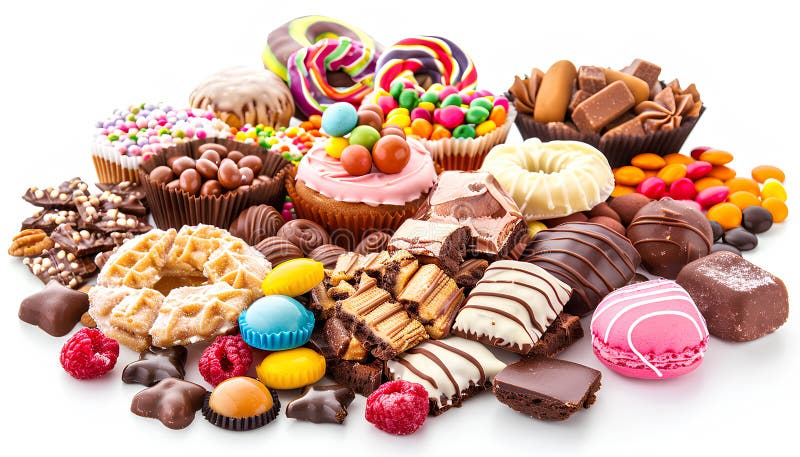 Sweets on Table on White Background Stock Illustration - Illustration ...